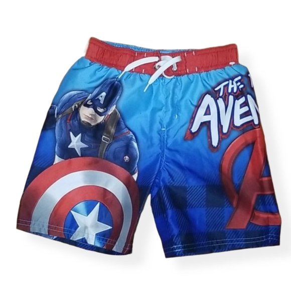 Marvel | Swim | Marvel Captain America Boys Swim Trunks 45 Nwot | Poshmark